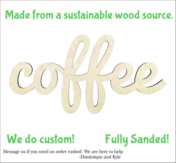 Coffee Cursive multiple Sizes-word Cutout Wood Craft Supply - Etsy