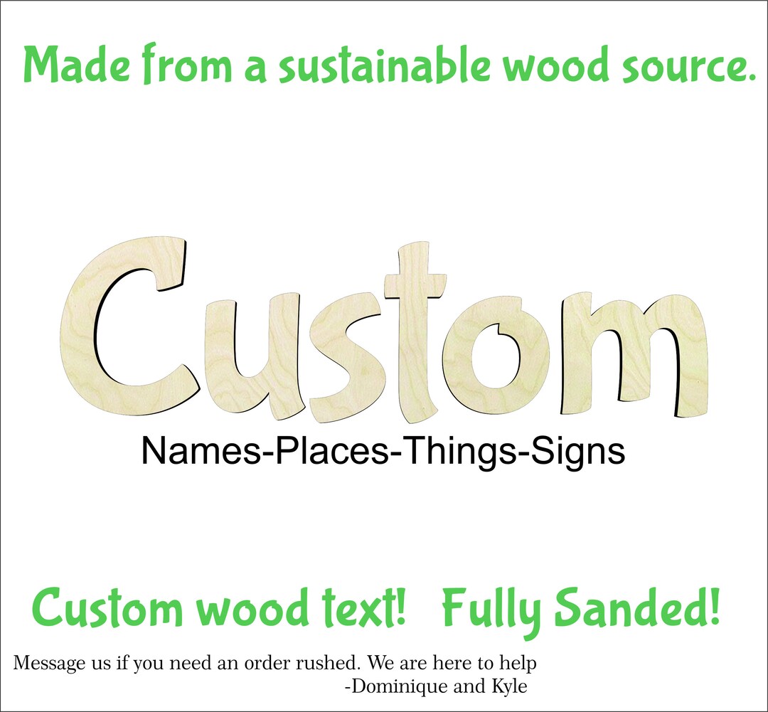 Custom Text Word -multiple Sizes-cutout- Wood Craft Supply - Hanging ...