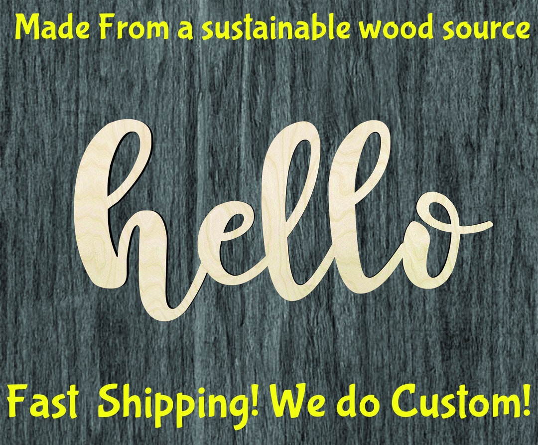 Hello Script -multiple Sizes-word Cutout- Wood Craft Supply - Hanging ...