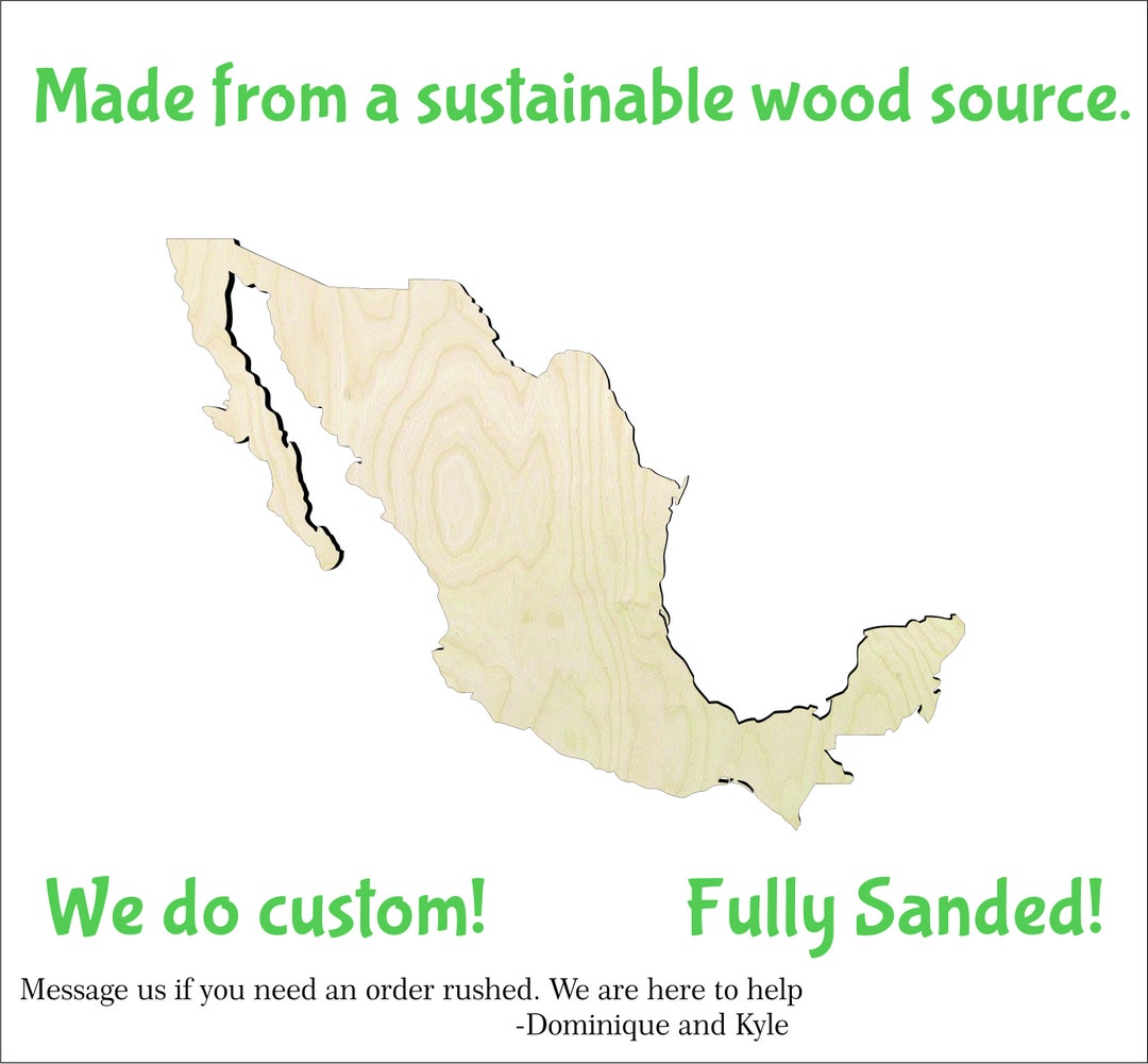 Mexico -multiple Sizes-cutouts Wood Craft Supply-sanded on Both Sides ...