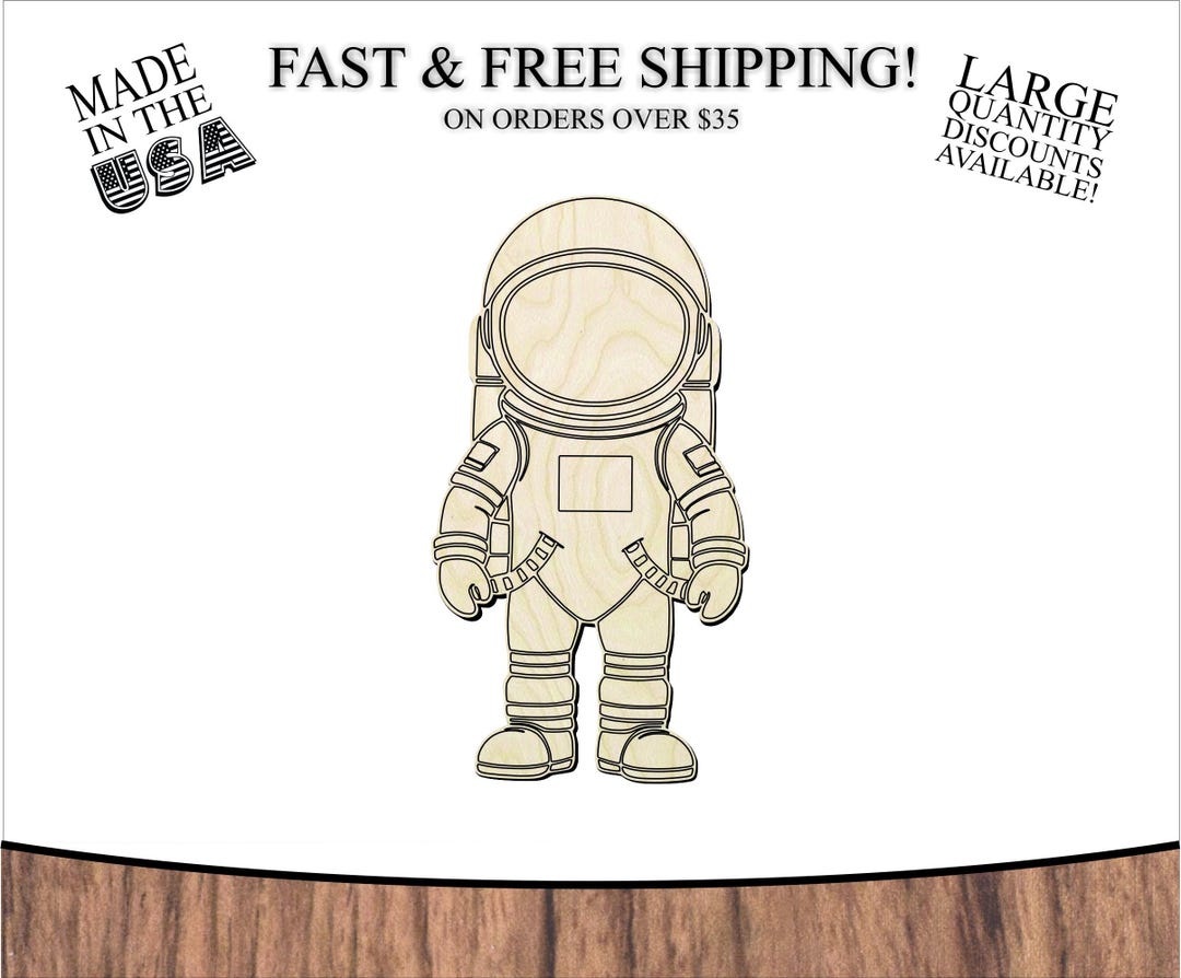 Engraved Astronaut Wood Cutout – Space Theme Craft Shape | Baltic Birch ...