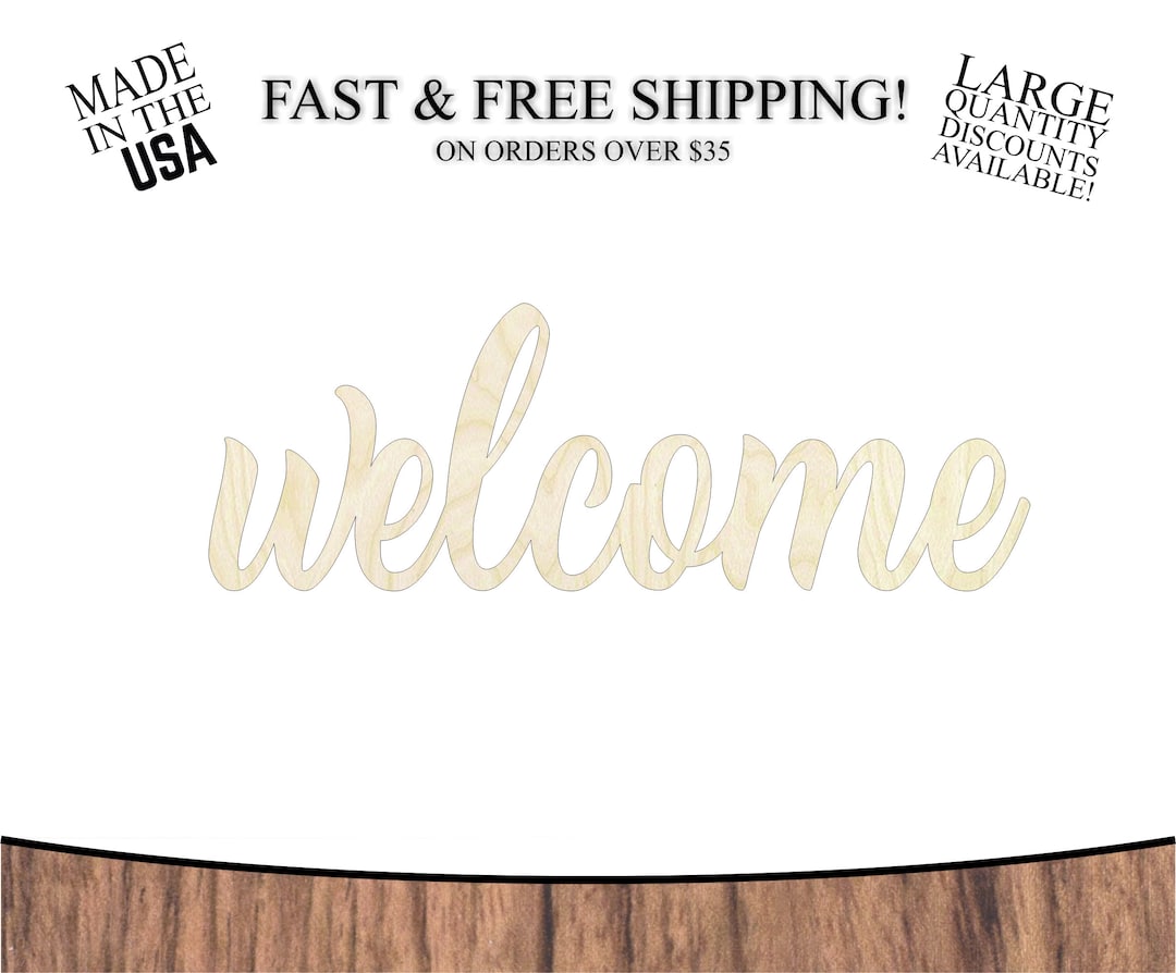 Welcome Script -multiple Sizes- Word Cutout- Wood Craft Supply ...