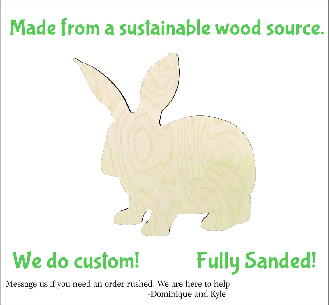 Rabbit-multiple Sizes- Wood Cutout Craft Supply-sanded - - Etsy