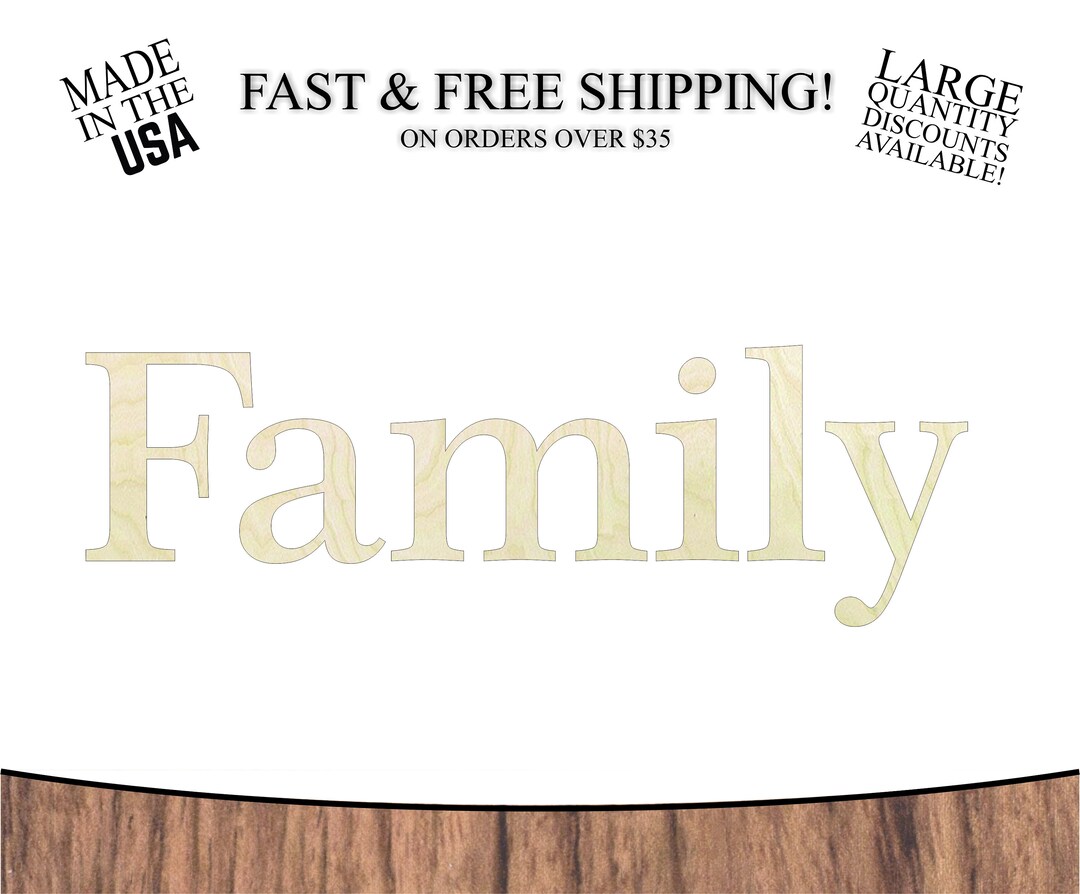 Family Word Cut Out -multiple Sizes- Word Cutout- Wood Craft Supply ...