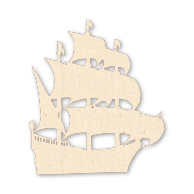 Laser Cut Baltic Birch Pirate Ship Galleon Wall Decor, Unfinished Tall ...