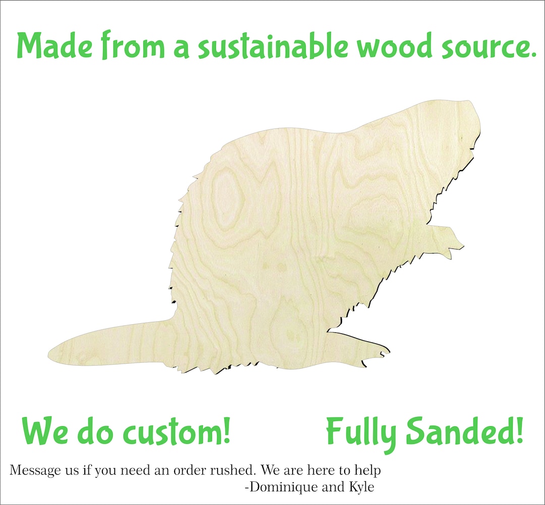 Beaver -multiple Sizes-cutouts Wood Craft Supply-sanded on Both Sides ...