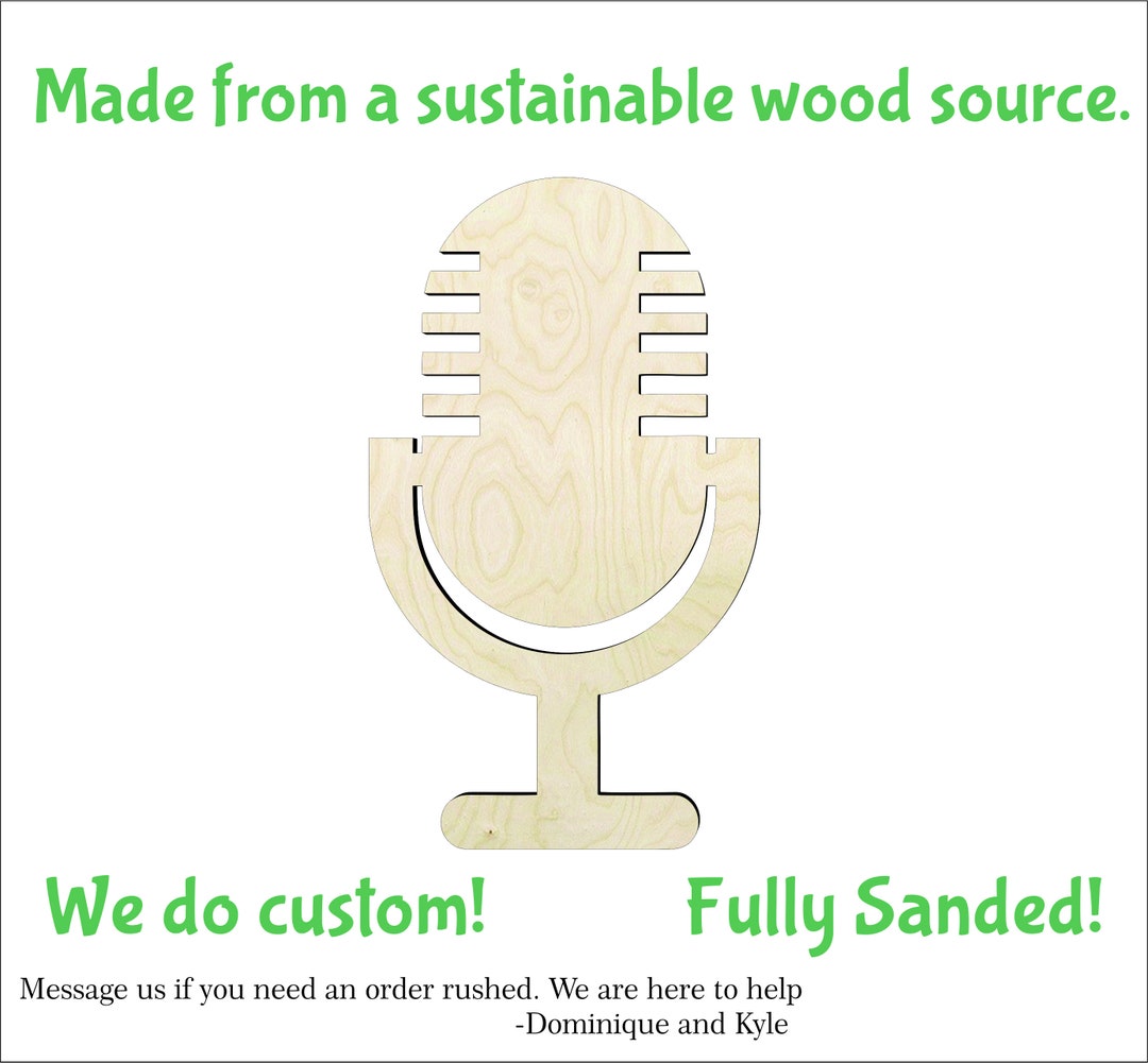 Microphone -multiple Sizes-cutouts Wood Craft Supply-sanded on Both ...