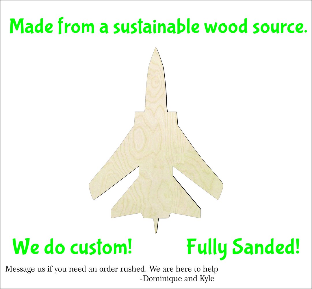 Fighter Jet Plane -multiple Sizes-#3 Wood Cutout Craft Supply-sanded ...