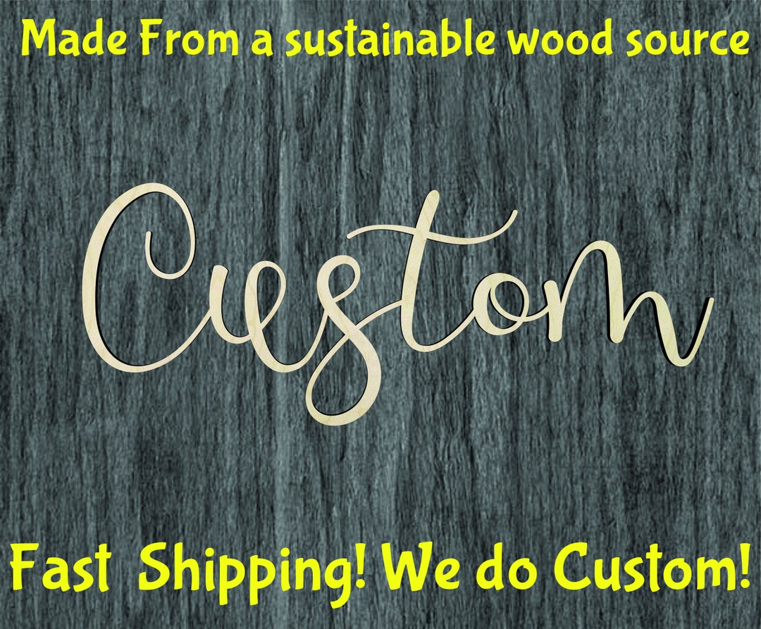 Custom Script Word Cutout-multiple Sizes- Wood Craft Supply - Hanging ...