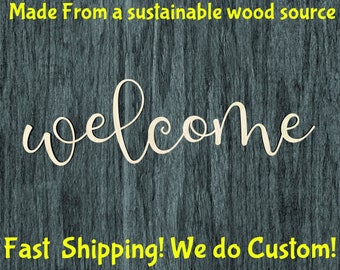 Welcome Script multiple Sizes Word Cutout Wood Craft Supply | Etsy