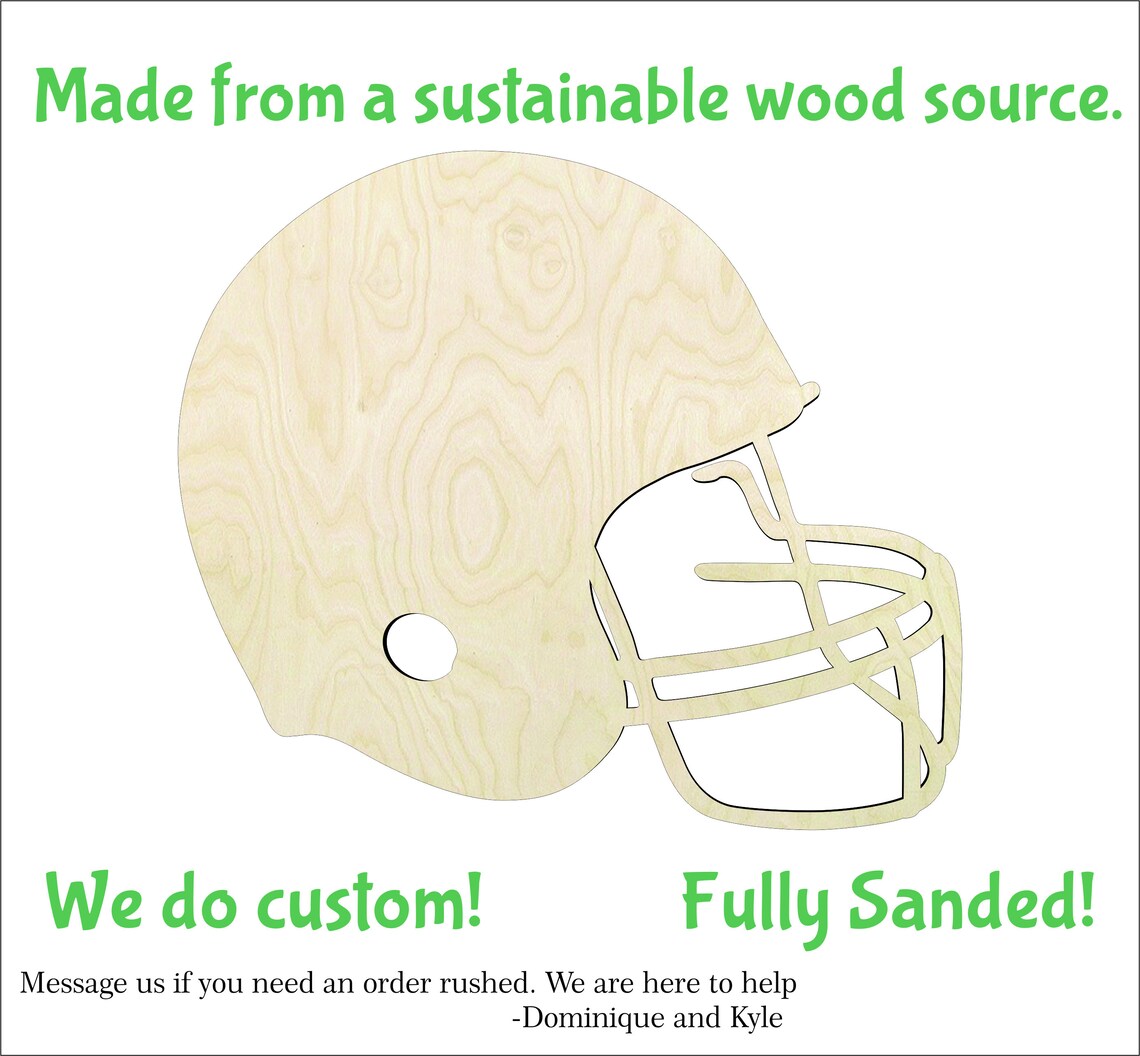 Football Helmet -multiple Sizes- Wood Cutout Craft Supply-sanded - - Etsy