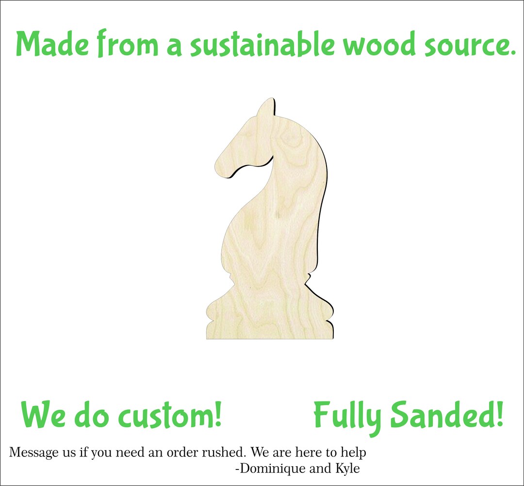 Horse Chess Piece -multiple Sizes-cutouts Wood Craft Supply-sanded on ...