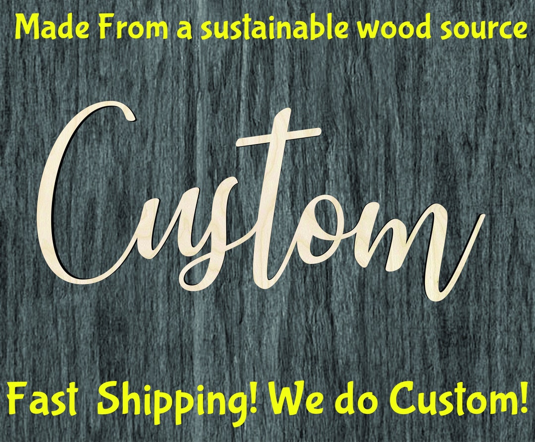 Custom Script Word Cutout-multiple Sizes- Wood Craft Supply - Hanging ...