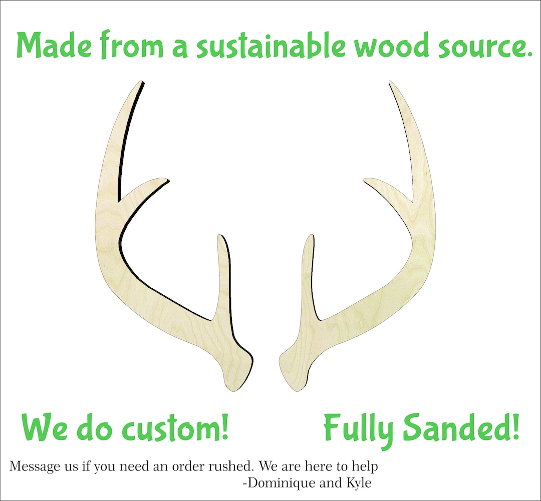 Deer Antlers -multiple Sizes-cutouts Wood Craft Supply-sanded on Both ...