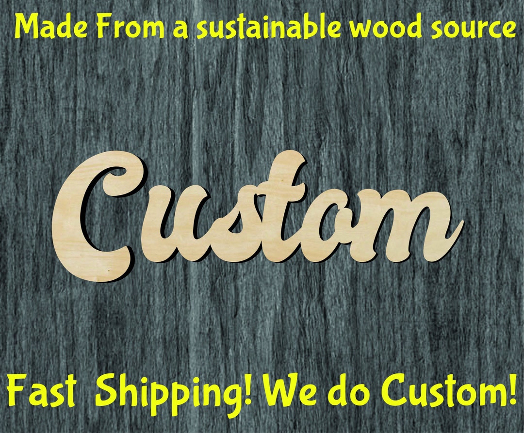Custom Script Word Cutout-multiple Sizes- Wood Craft Supply-hanging ...