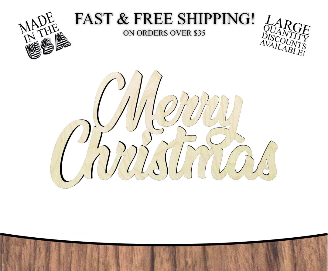 Merry Christmas Wood Cutout, Baltic Birch DIY Craft - Etsy
