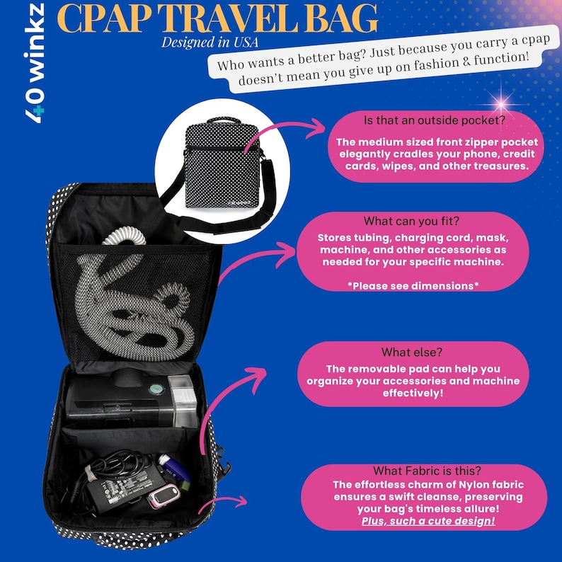 CPAP Travel Bag Fit for Resmed Airsense, Luna, Dreamstation CPAP ...