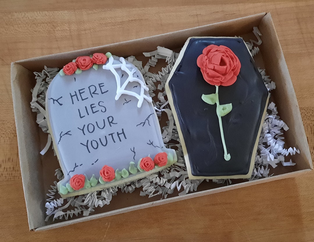 Here Lies Your Youth RIP 20s 30s 40s 50s Tombstone and Casket Sugar ...