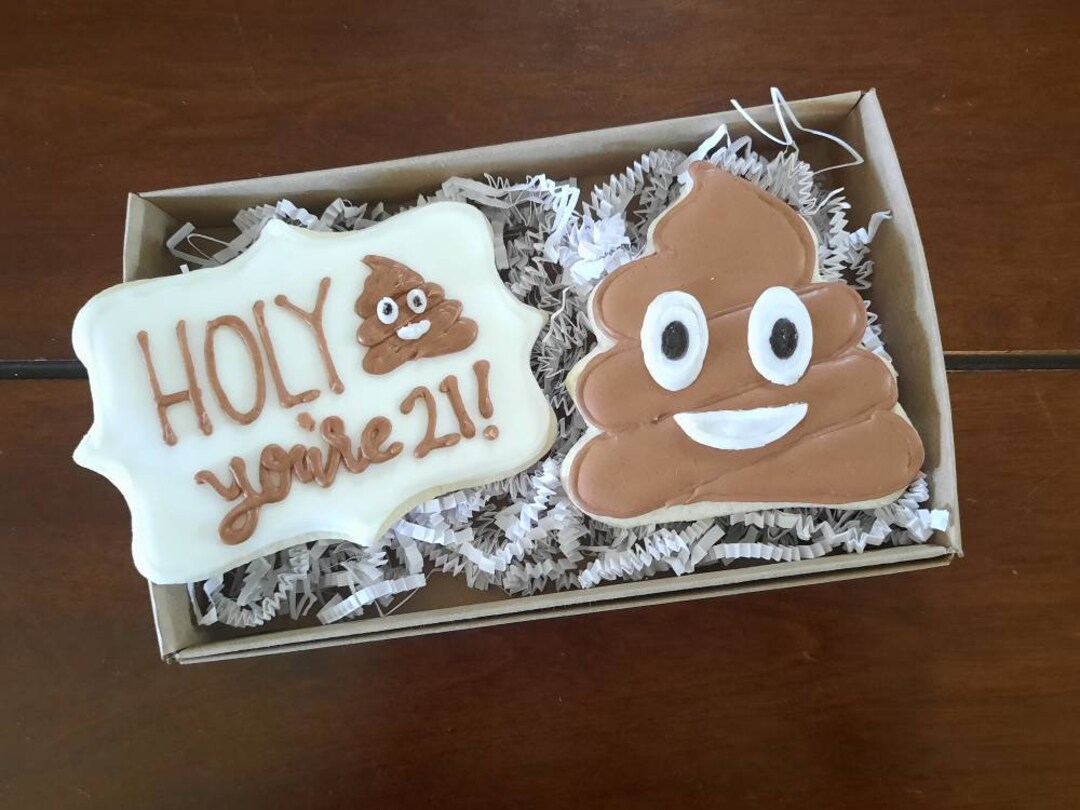 21st Birthday Poop Emoji Milestone Sugar Cookies - Etsy
