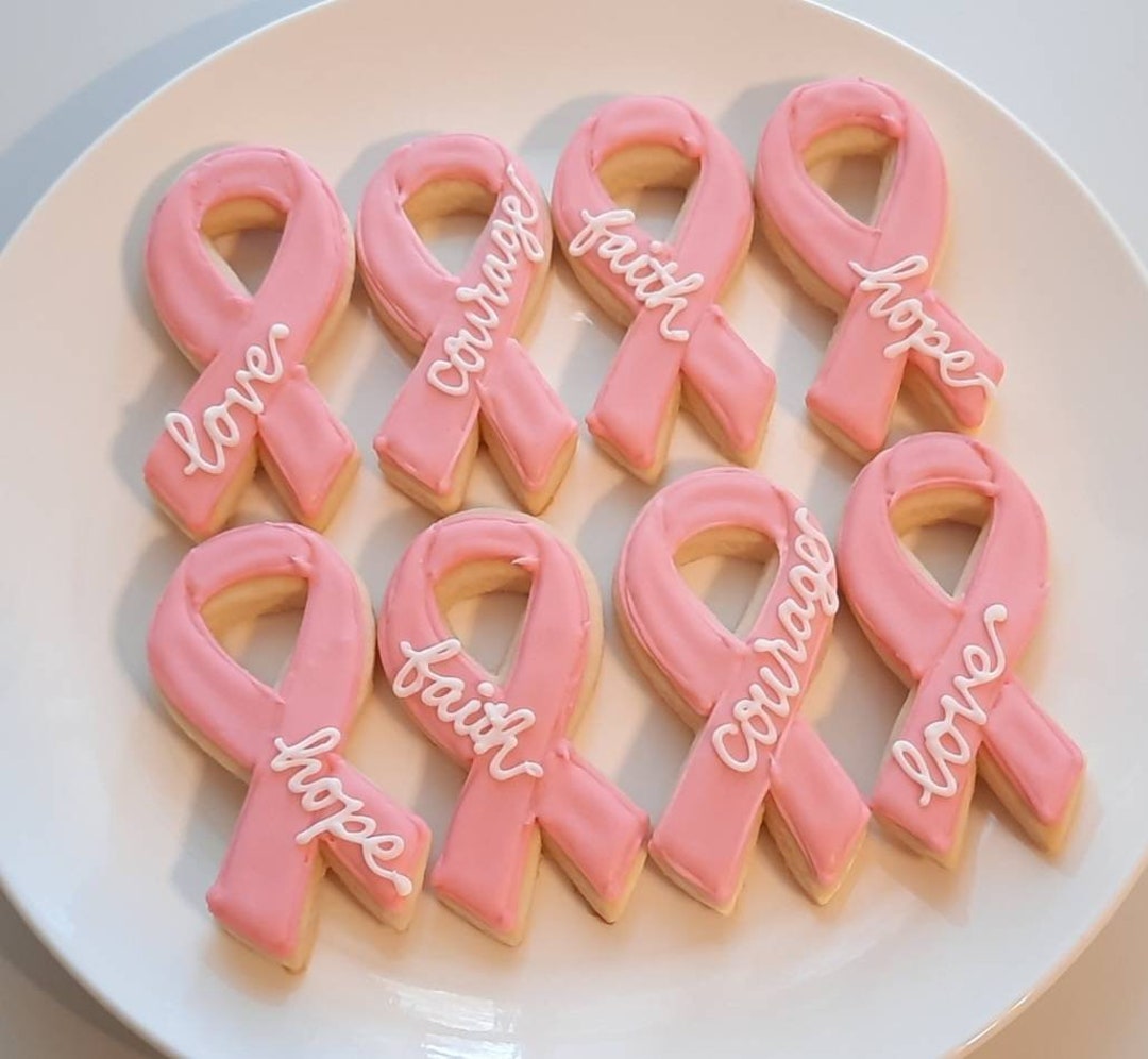 Breast Cancer Awareness Pink Ribbon Sugar Cookies - Etsy