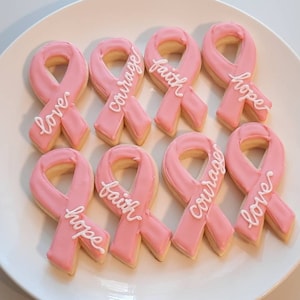 Breast Cancer Awareness Pink Ribbon Sugar Cookies - Etsy