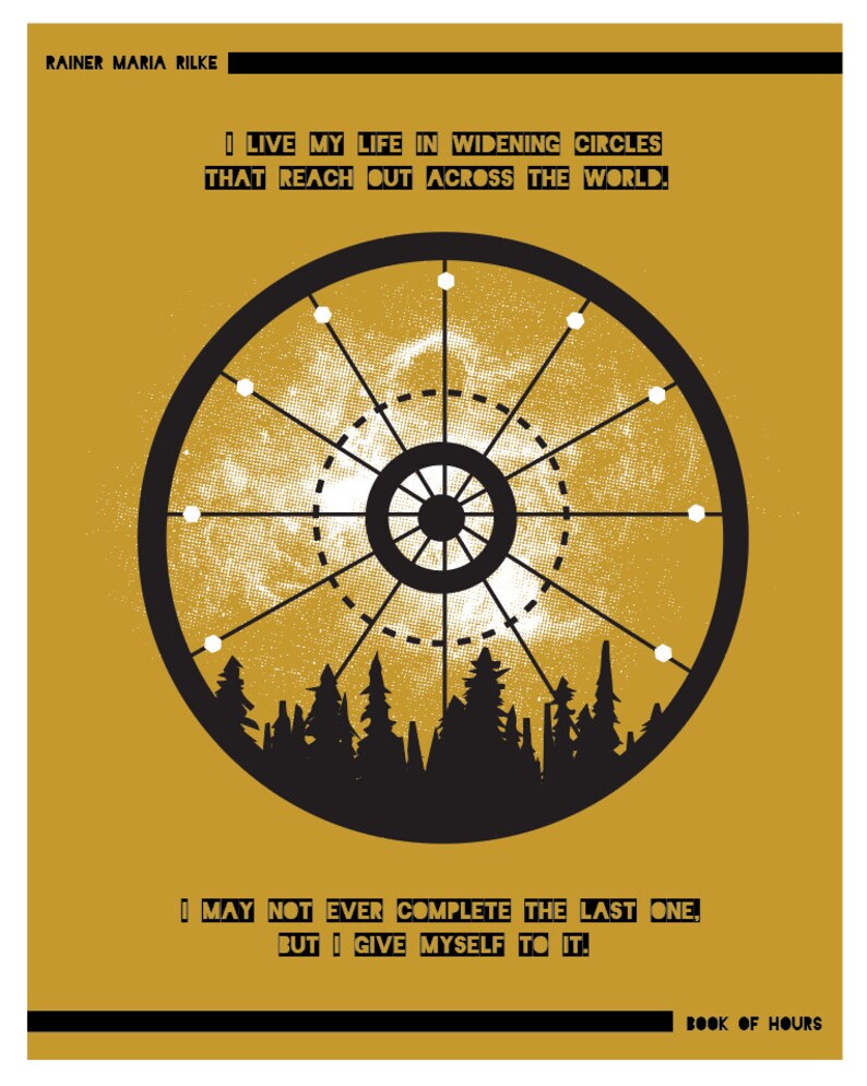Rilke Poster- I Live My Life in Widening Circles - Etsy