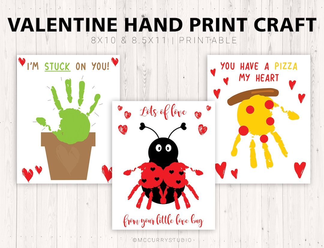 Valentine's Day Handprint Art: Kids Keepsake (PDF Templates) - Etsy