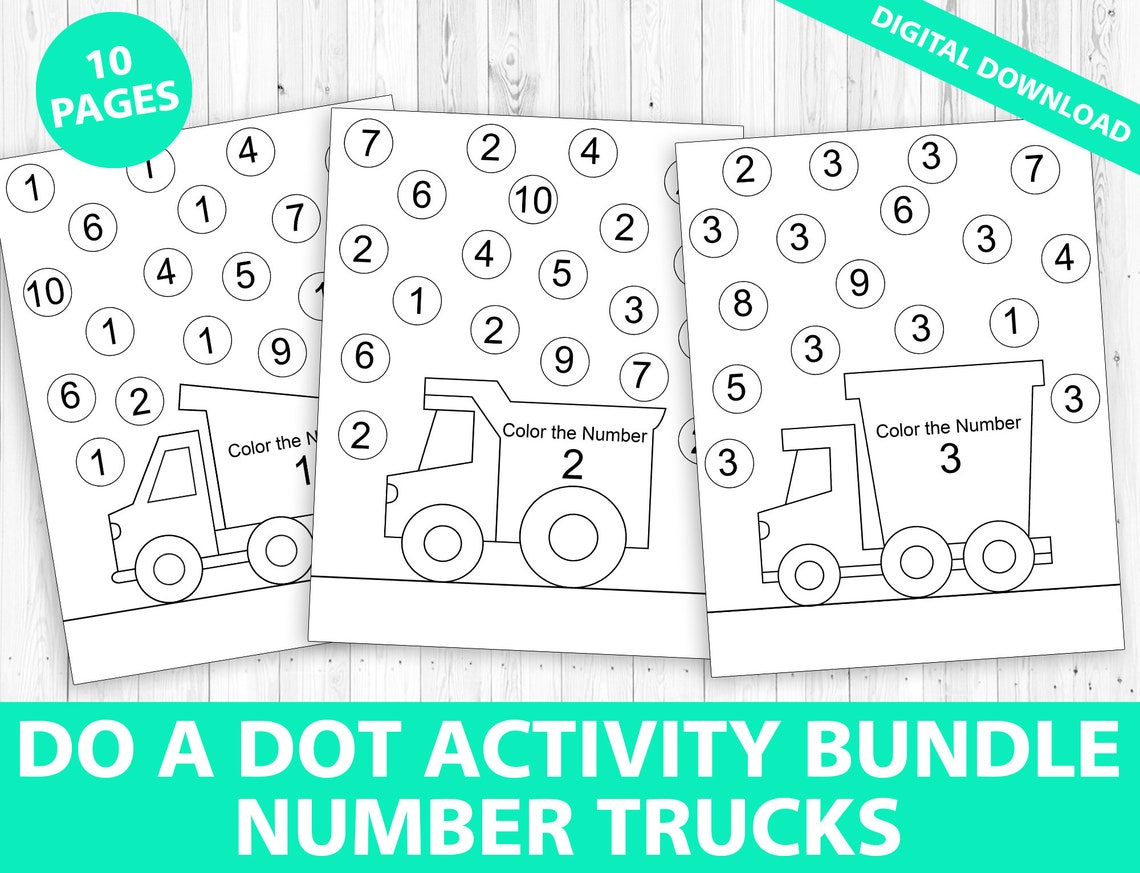 Truck Do A Dot Printable | Preschool Printable Activity | Number Do A ...