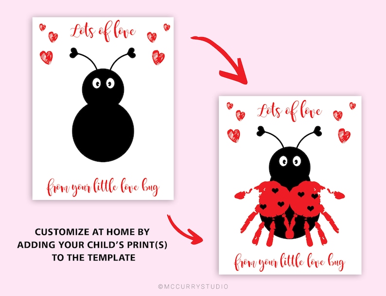 Ladybug Handprint Art: Valentine's Day Keepsake (PDF) - Etsy