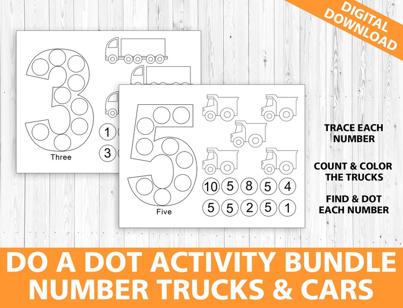 Car & Truck Do A Dot Printable | Preschool Printable Activity | Number ...
