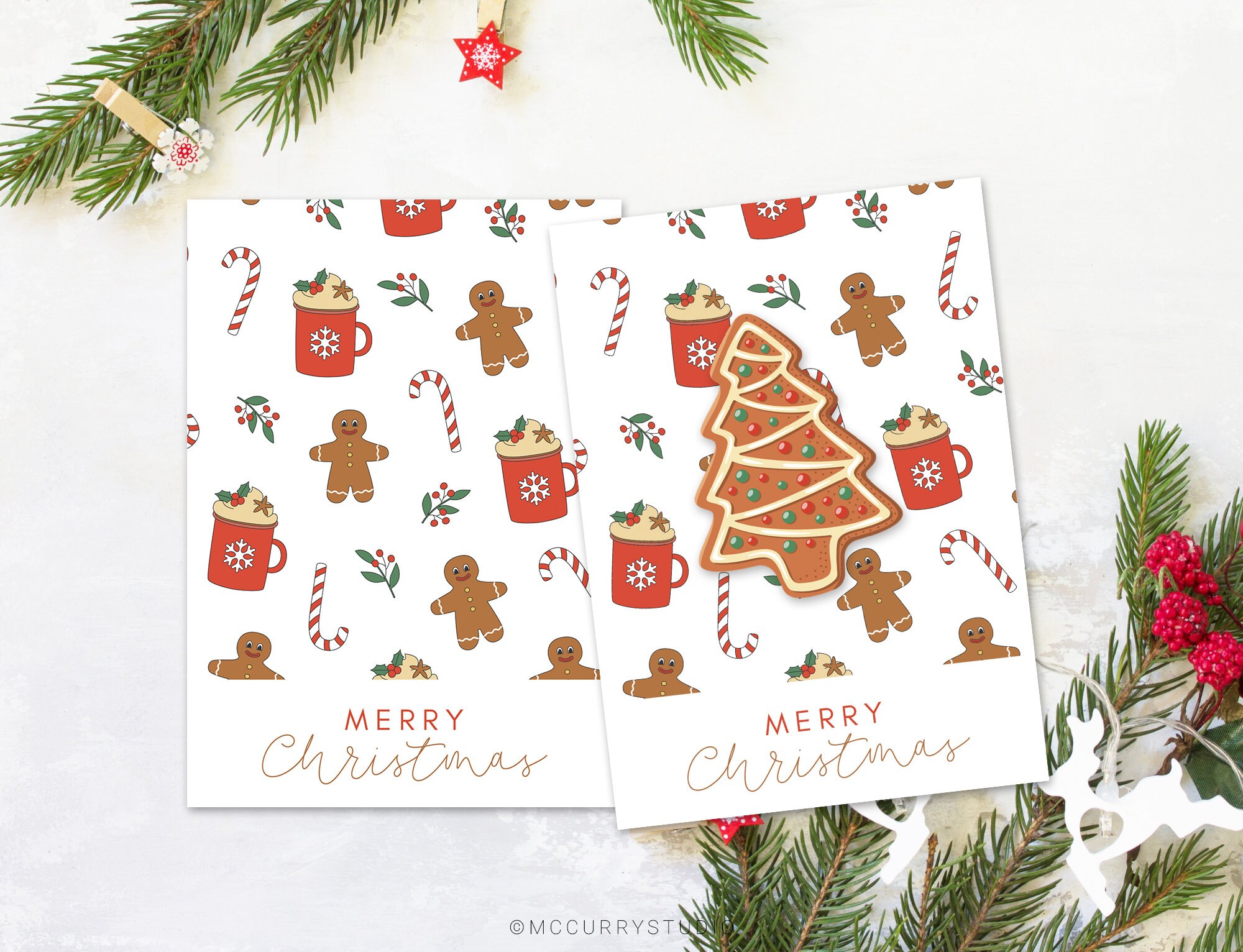 Merry Christmas Cookie Card, 3.5x5 Mini Cookie Card, 5x7 Cookie Card ...