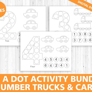 Car & Truck Do A Dot Printable | Preschool Printable Activity | Number ...