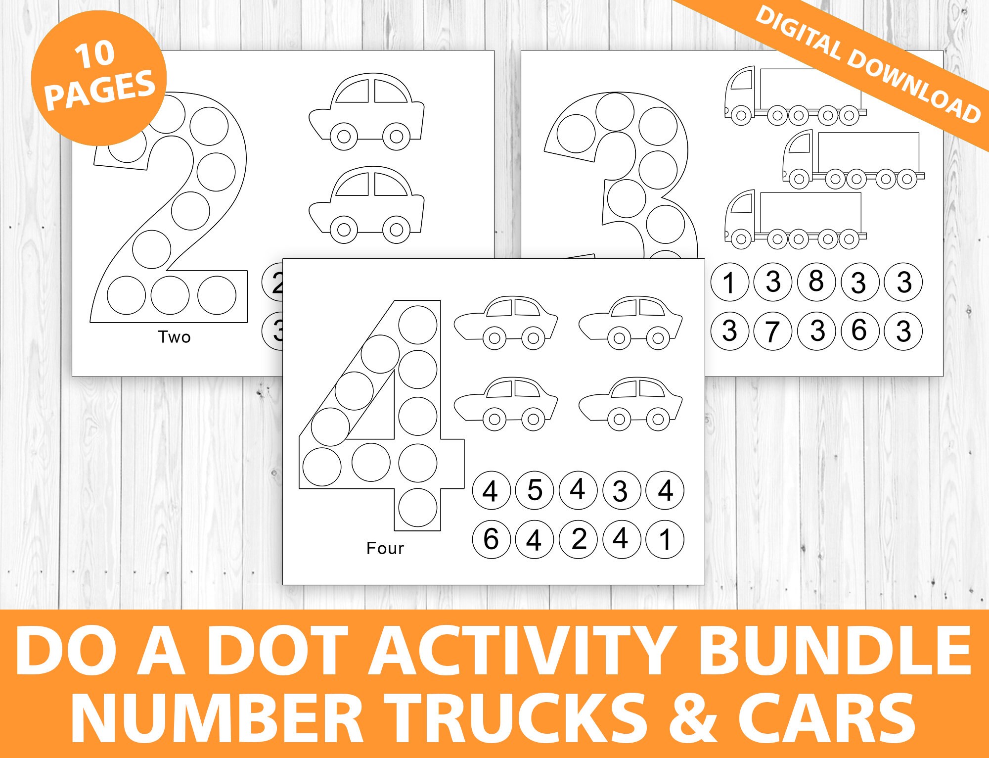 Car & Truck Do A Dot Printable | Preschool Printable Activity | Number ...