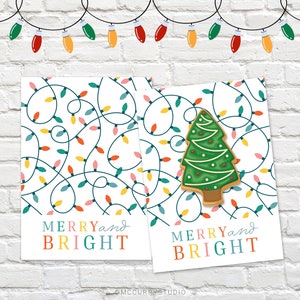 Merry & Bright Christmas Cookie Card: Printable Gift Tags (digital ...