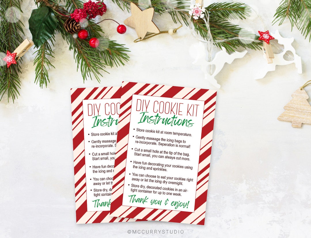 Christmas DIY Cookie Kit Instructions Card-printable 3.5" by 5", DIY ...