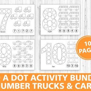 Car & Truck Number Do A Dot Printable: Fine Motor Activity (PDF) - Etsy