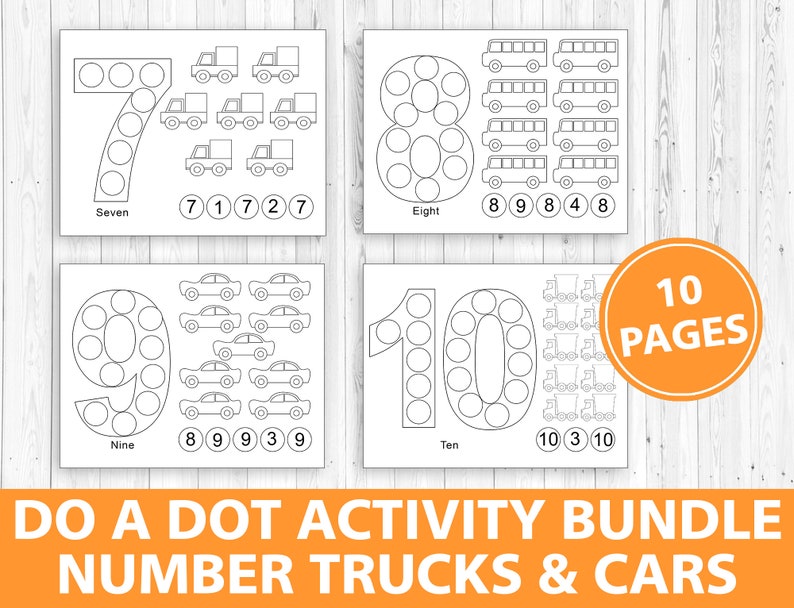Car & Truck Do A Dot Printable | Preschool Printable Activity | Number ...