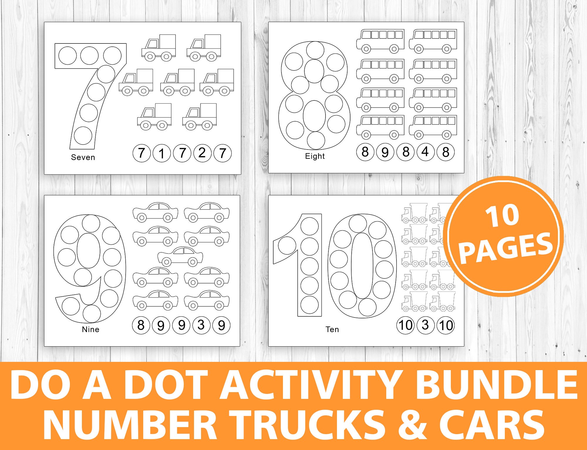 Car & Truck Do A Dot Printable | Preschool Printable Activity | Number ...