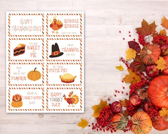 PRINTABLE Thanksgiving Lunch Box Notes, Lunch Box Notes for Kids, Notes ...