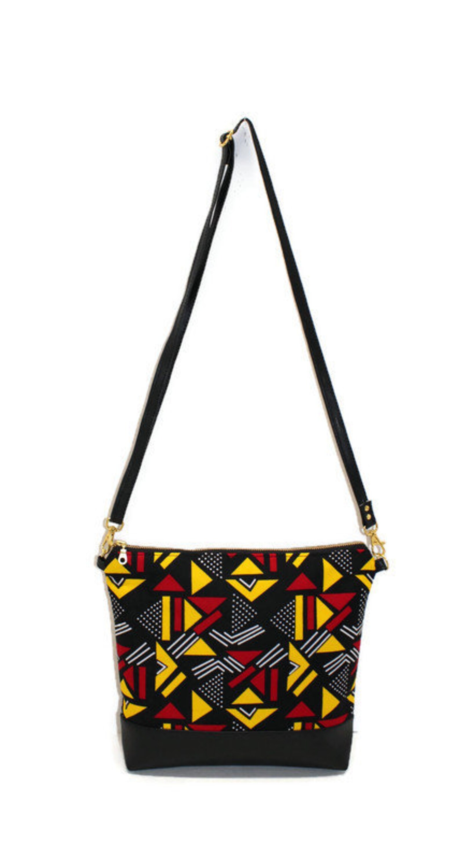 African Kente Fabric and Faux Leather Small Crossbody Bag With - Etsy