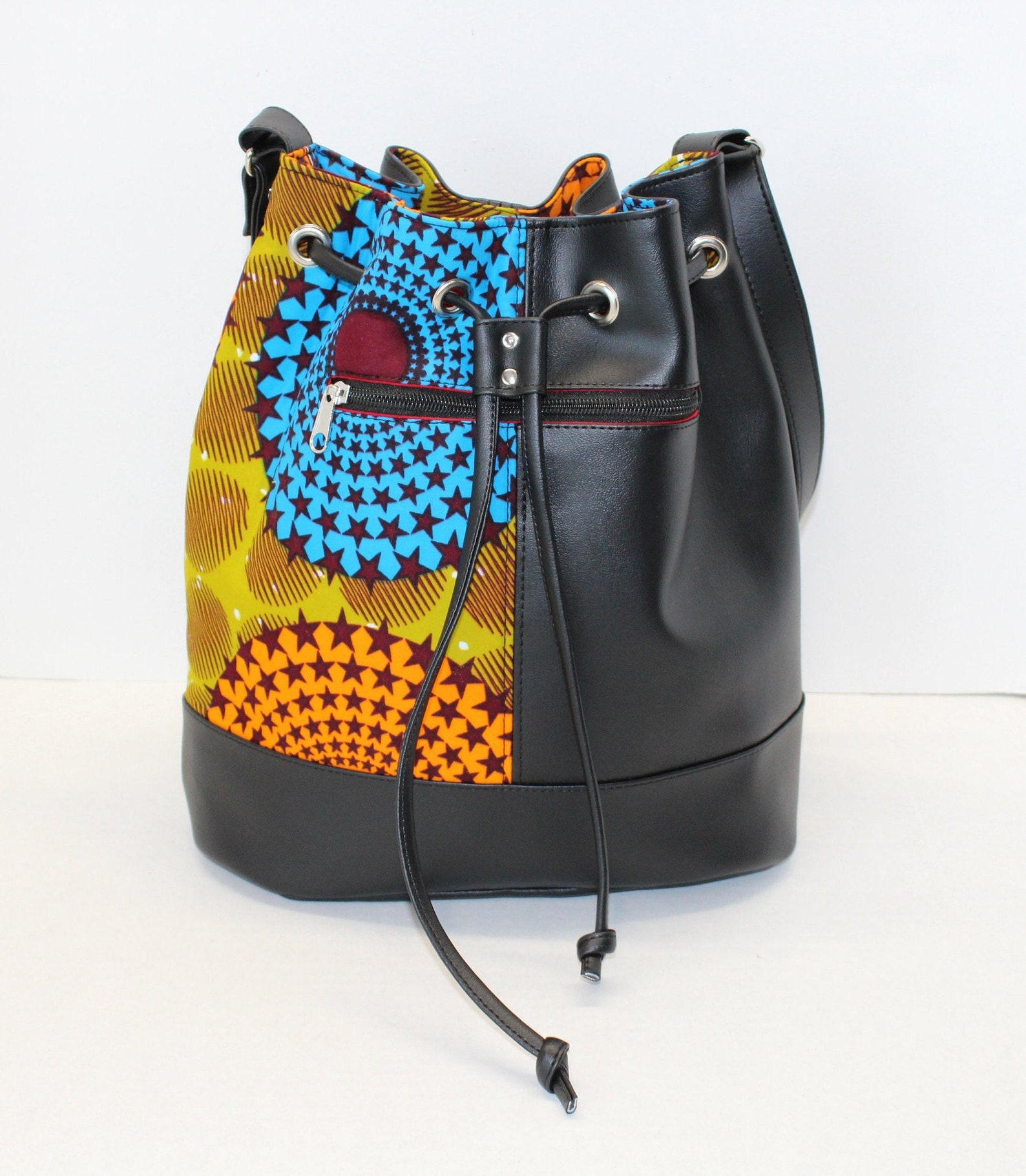Black Crossbody Purse African Print Bag Bucket Bag Gift for - Etsy