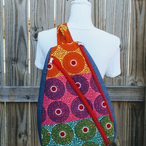African Fabric Backpack, Unisex Sling Backpack, African Print Bag, Faux ...