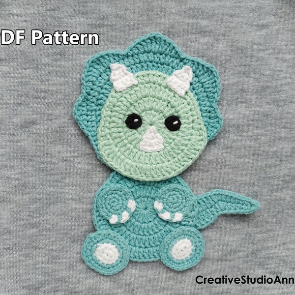 Crochet Dinosaur Applique Etsy