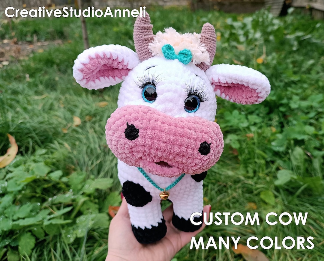 Big Crochet Cow Plushie/ Custom Cow Plushie/ Crochet Cow Toy/ Chubby ...
