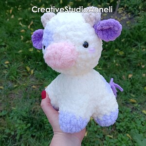Crochet Cow Plushie/fluffy Cow/ Purple Cow Plushie/ Kawaii Cow Plush ...