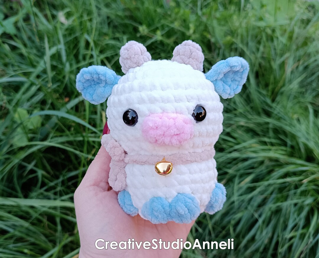 Crochet Cow Plushie: Handmade Chubby Amigurumi Toy - Etsy