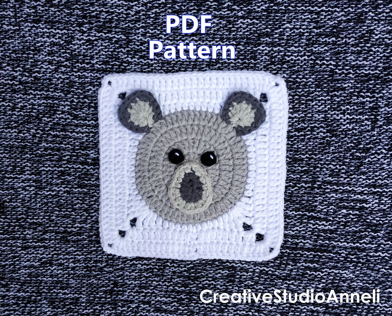 Crochet Koala Square Pattern/ Animal Granny Square Motif/ Crochet Koala ...