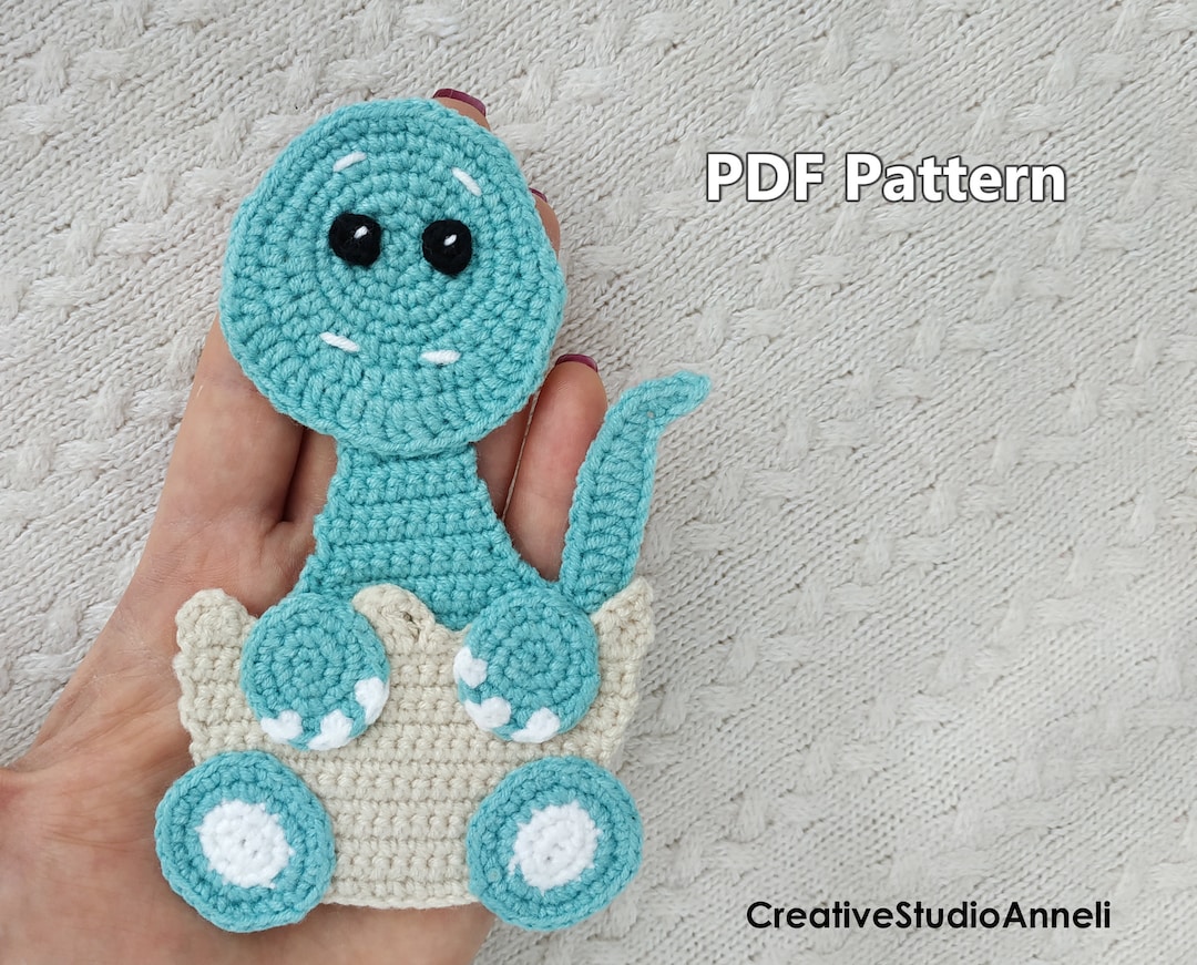 Crochet Dinosaur Applique Pattern/pdf/ Crochet Applique Animals Pattern ...