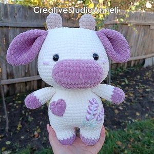 Jumbo Crochet Cow Plushie/ Amigurumi Cow/ Animal Plushies/ Lavender Cow ...