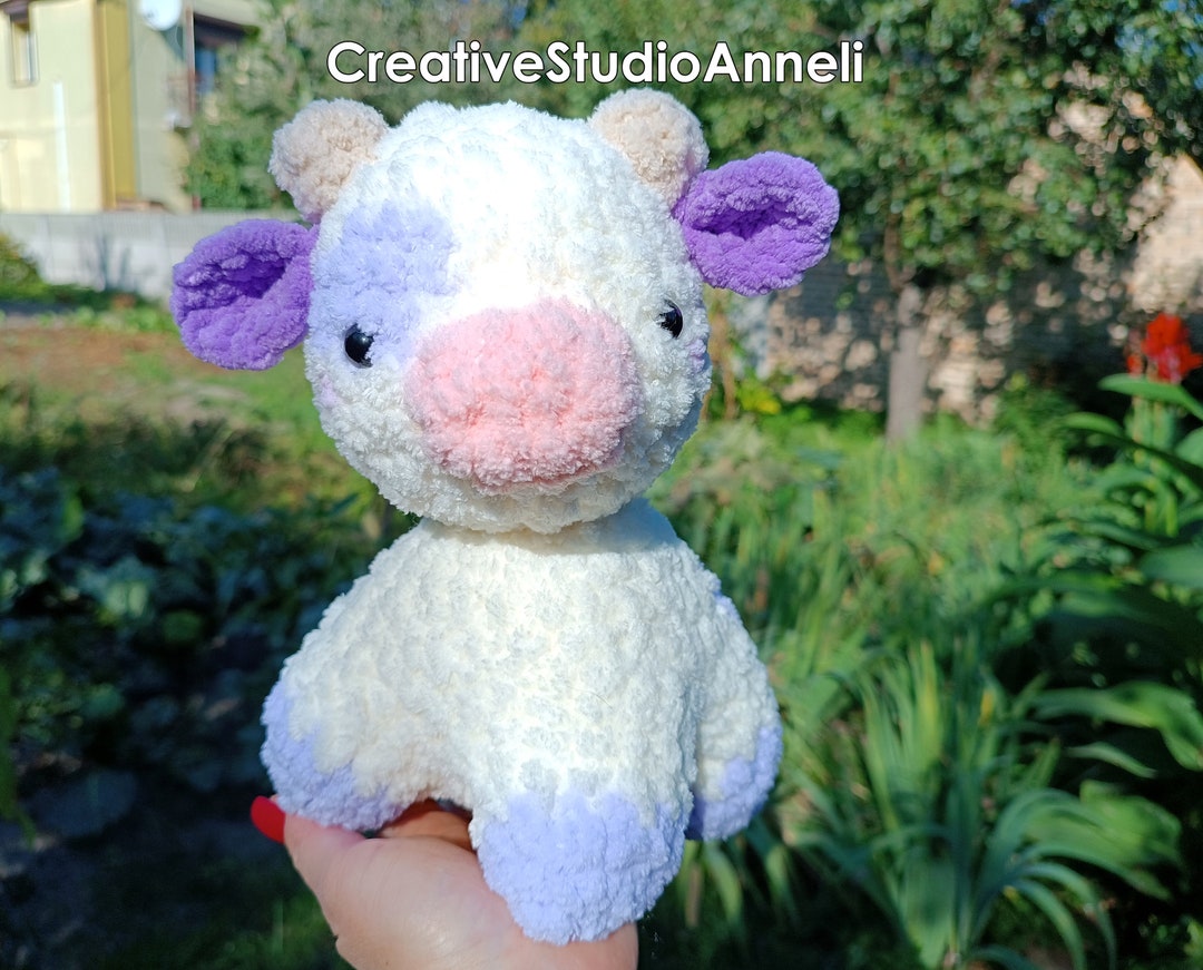 Crochet Cow Plushie/fluffy Cow/ Purple Cow Plushie/ Kawaii Cow Plush ...